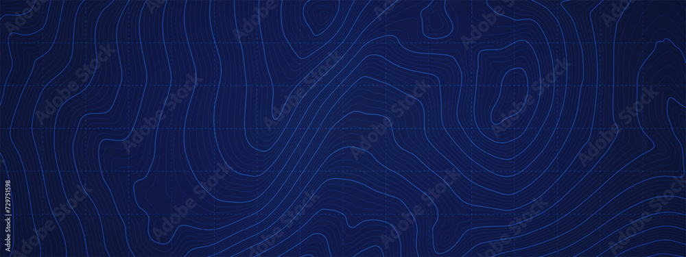 Vivid Blue Military Topography Contour Map Vector Ultra Wide Abstract ...