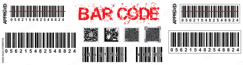 Barcode labels. Code stripes sticker, digital bar label and retail ...