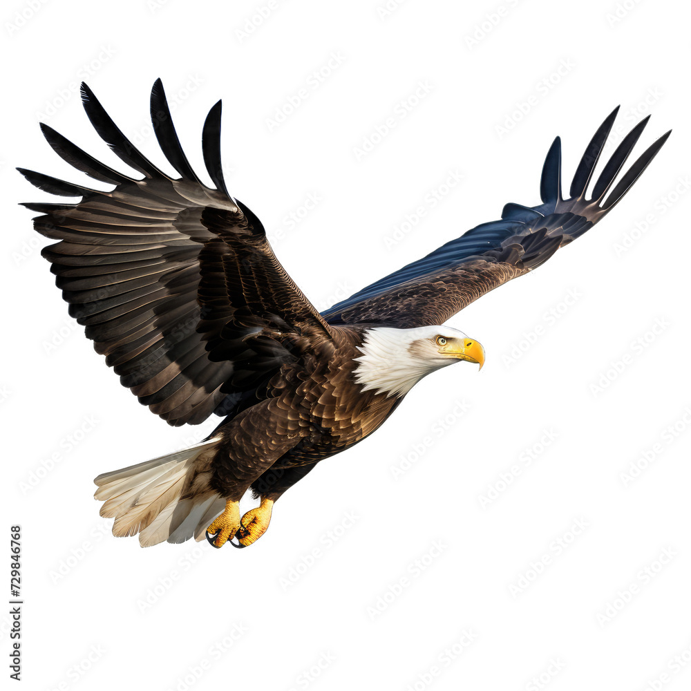 American Eagle in Flight. Majestic Bird in Action. Isolated on a ...