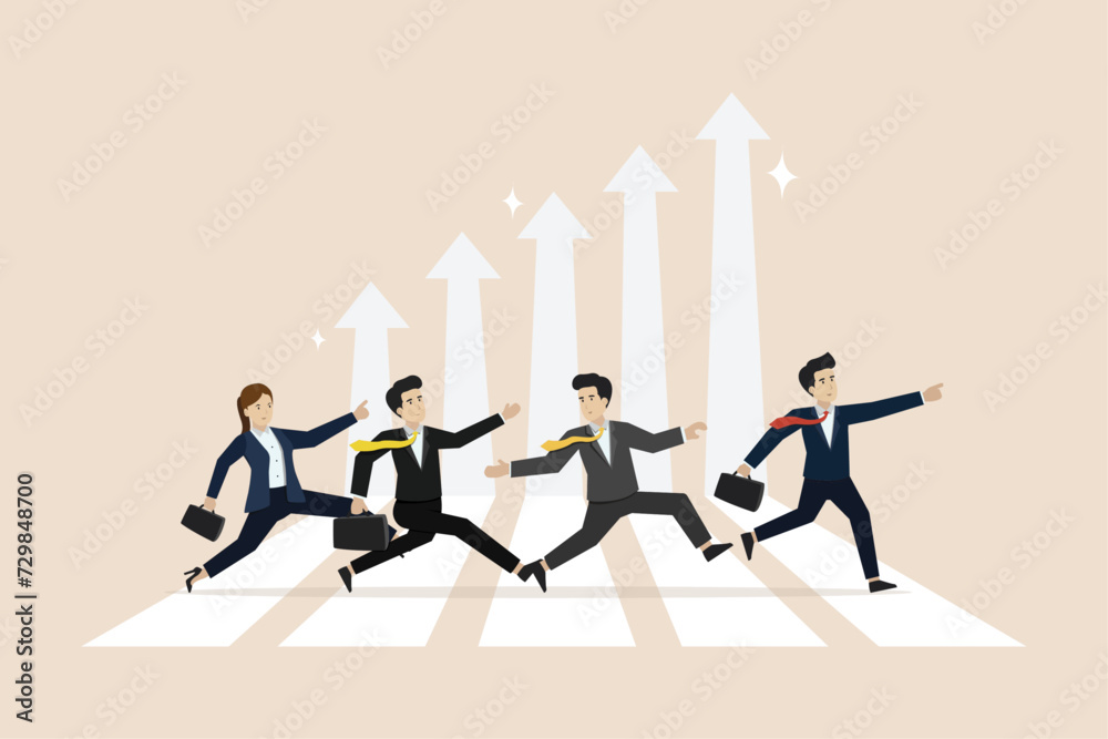 Business challenge, growth chart, growing to success, teamwork winning ...