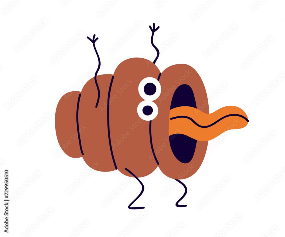 Funny comic shit character. Cute excited mad poo shouting, open mouth ...