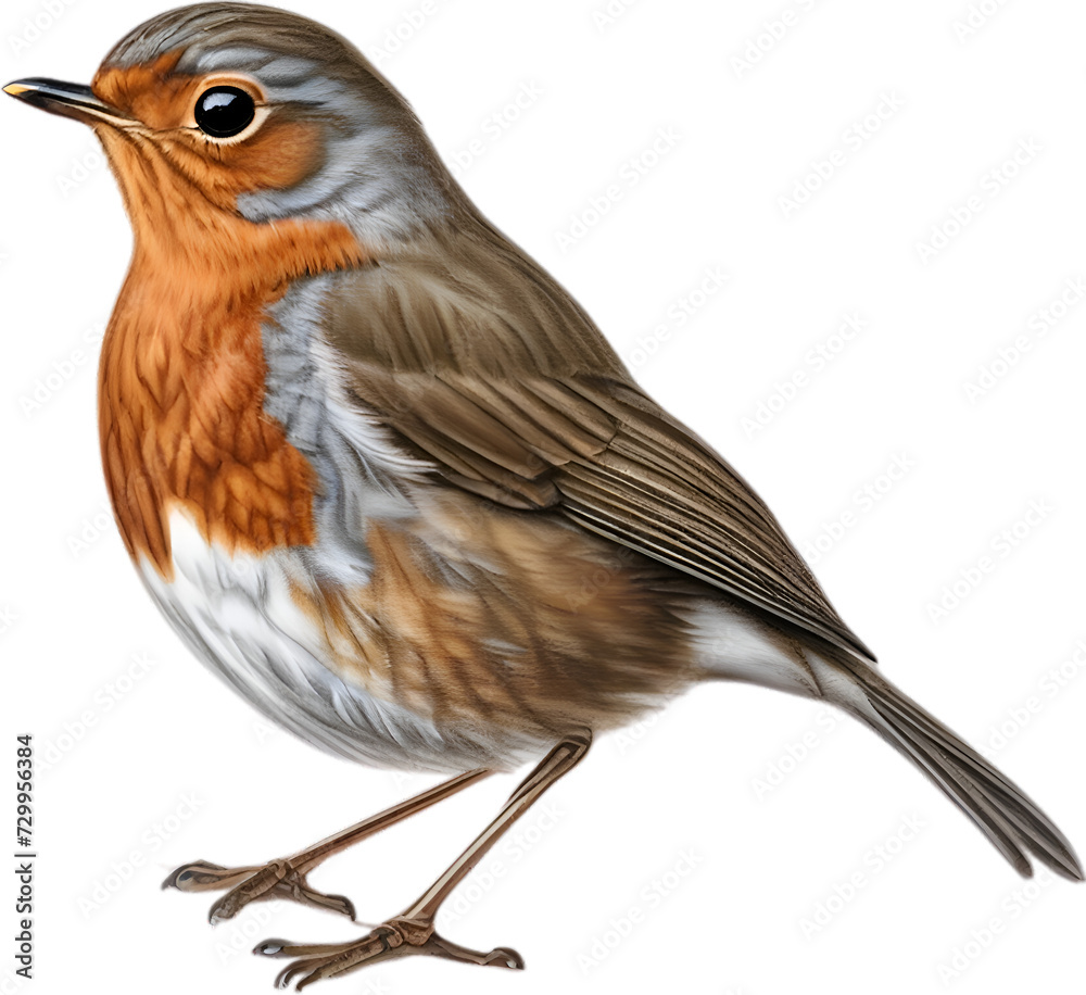 Illustration Stock Robin bird, Close-up colored-pencil sketch of ...