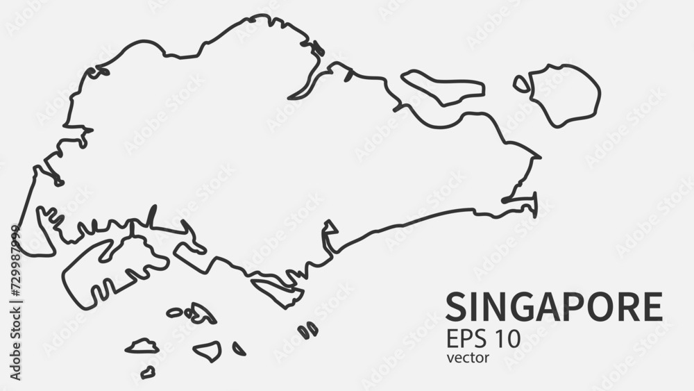 Vector line map of Singapore. Vector design isolated on white ...