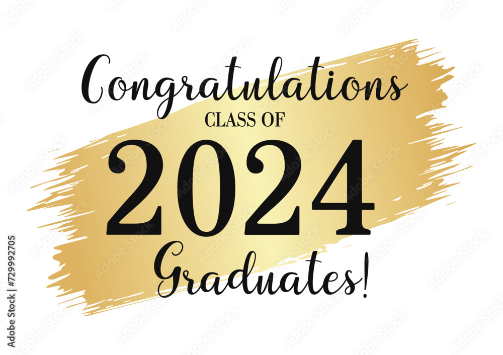 Congratulations Graduation.Class of 2024 black and gold design with ...