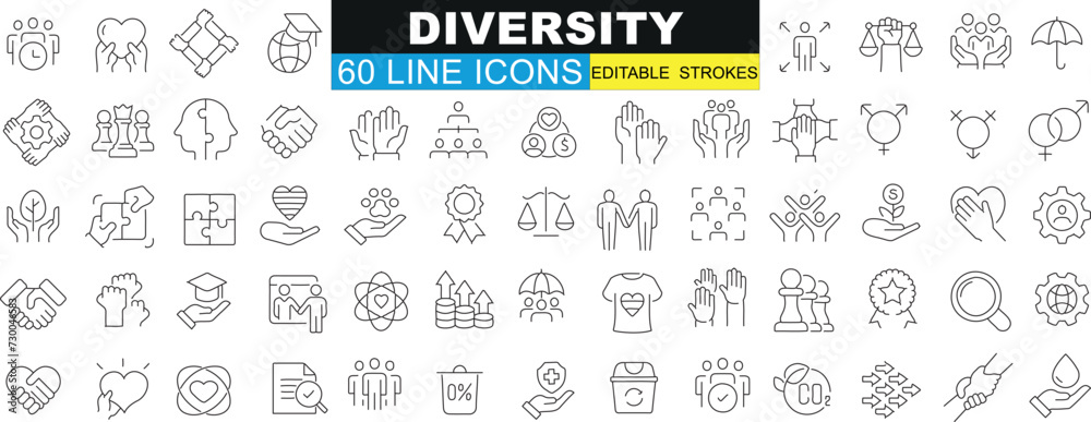 Diversity icon set. Symbols of inclusivity, community, workplace ...