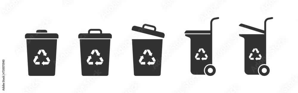 Garbage bin icon. Recycling trash container sign. Delete button ...