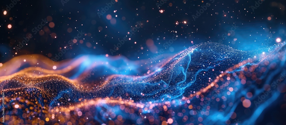 Cosmic energy interlaced with digital particles, forming a versatile ...