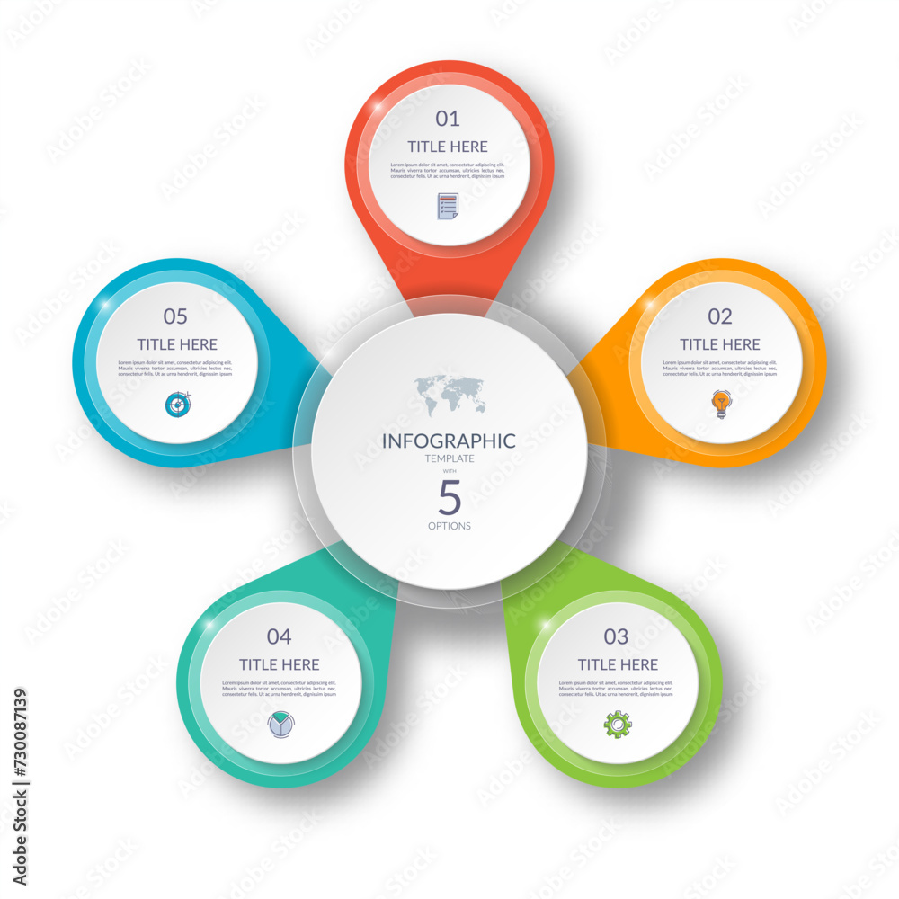 Vector infographic cycle diagram with 5 steps. Round chart that can be ...