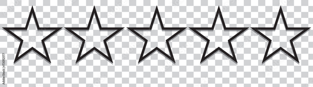 Star icon collection. Blank star vector icons set with shadow. Black ...
