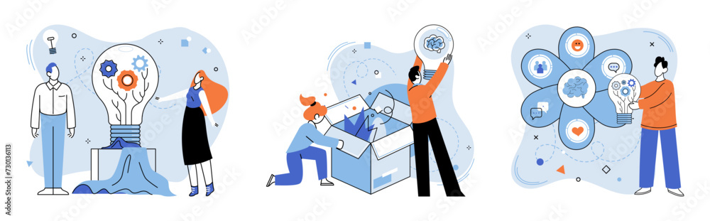 Idea in a box vector illustration. Smart strategies dismantle walls ...