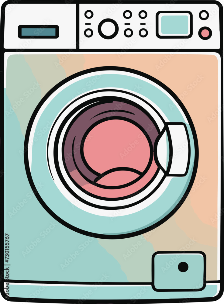 Pastel color of washing machine cartoon illustration isolated on ...