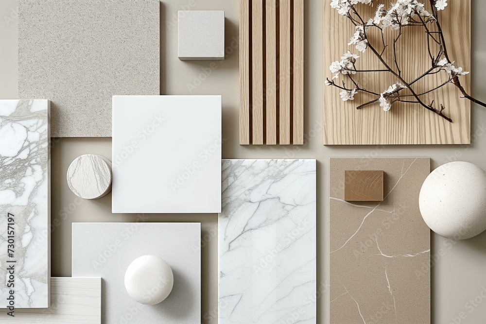 interior design material sample moodboard with luxury surfaces like ...