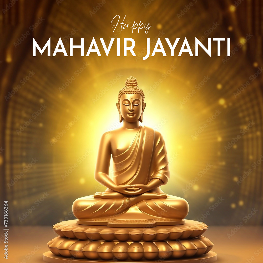 Happy Mahavir Jayanti, lord Mahavir statue Stock Illustration | Adobe Stock