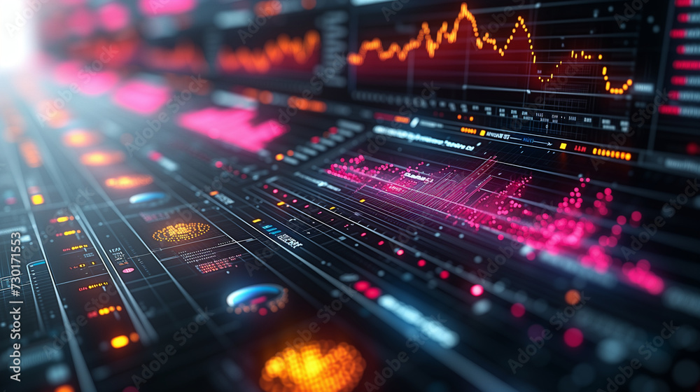 audio mixer control panel, Financial charts, information data statistics, diagrams, financial ...