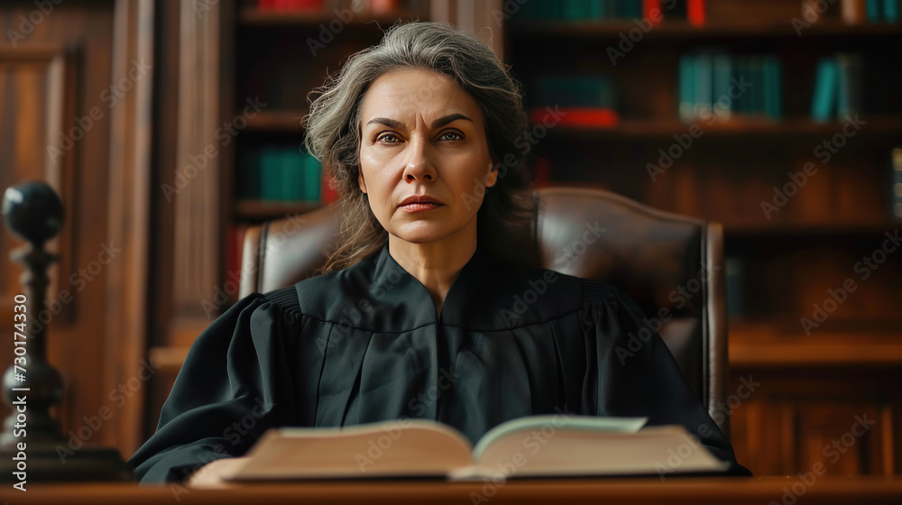 Court of Law Trial in Session: Portrait of Honorable Female Judge ...