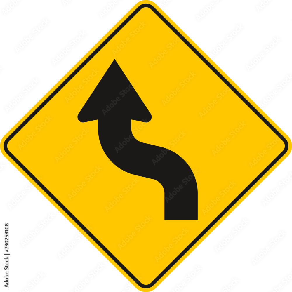 turn reverse, turn ahead, curves and countercurves in the road, Traffic ...