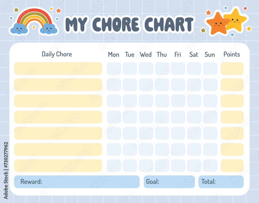 Chore chart for kids. Daily kids routine tracker. School Routine ...