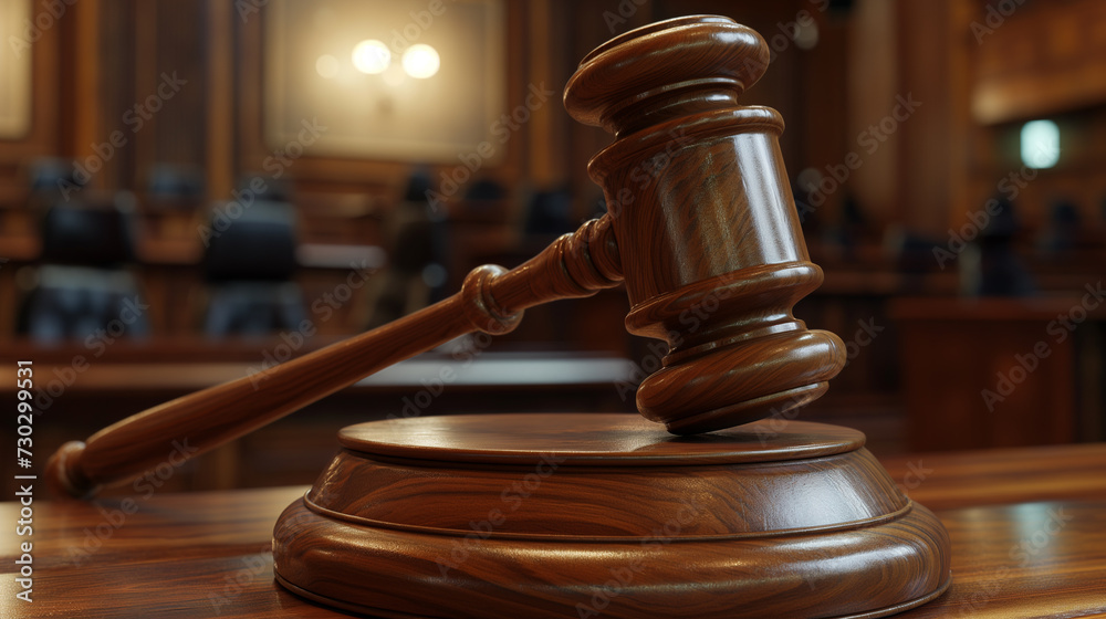 Judge hammer in the court room. Wooden gavel as a symbol of justice ...