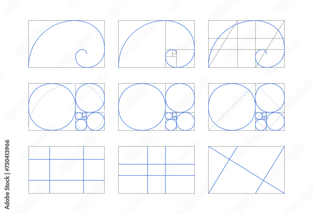 Vector de Stock Golden ratio set. Proportions template composition balance in geometry and ...