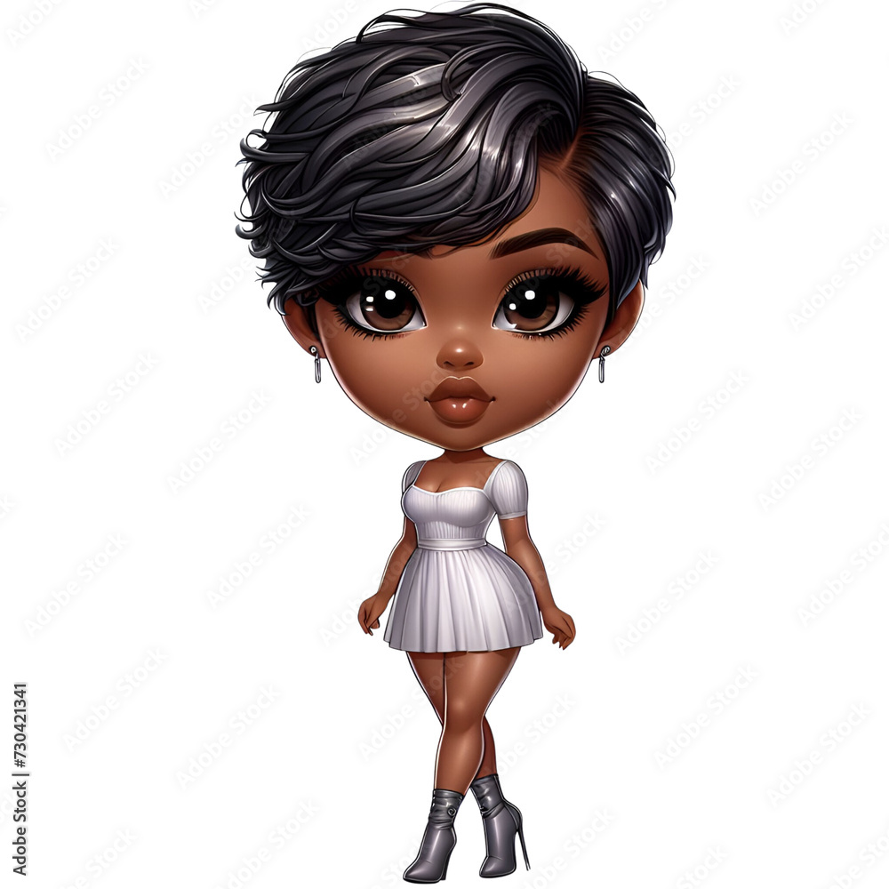 Luxary Chibi Black Wooman clipart, Office girl clipart, Black Woman ...