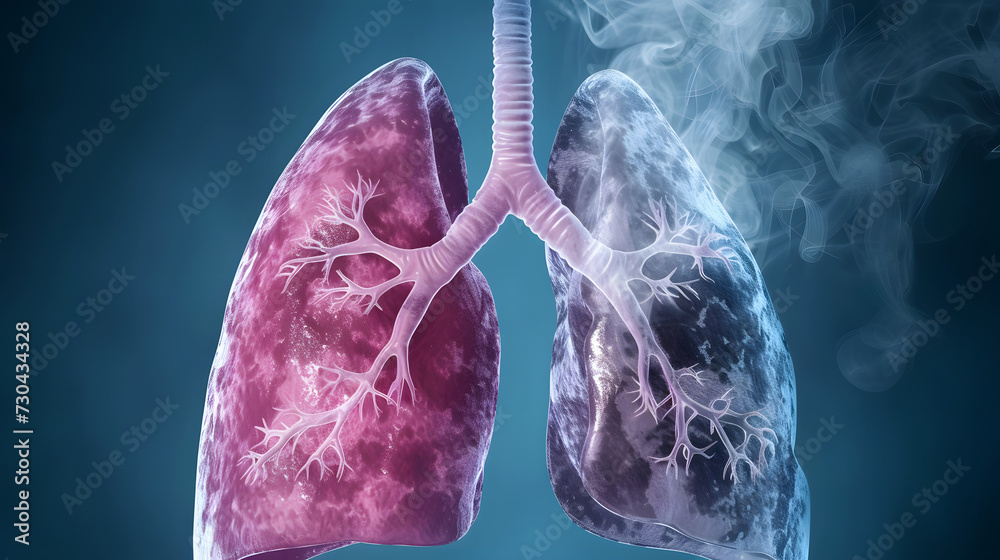 Contrast in Health: Healthy vs. Unhealthy Human Lung Anatomy Stock ...