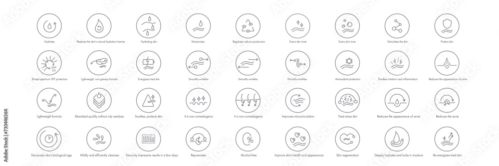 Beauty skin care icon pack set for patch, cream, mask cosmetic and ...