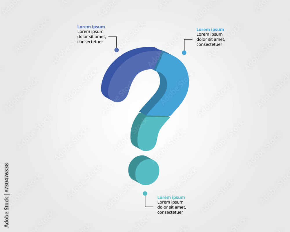 question mark 3 step template for infographic for presentation for 3 ...