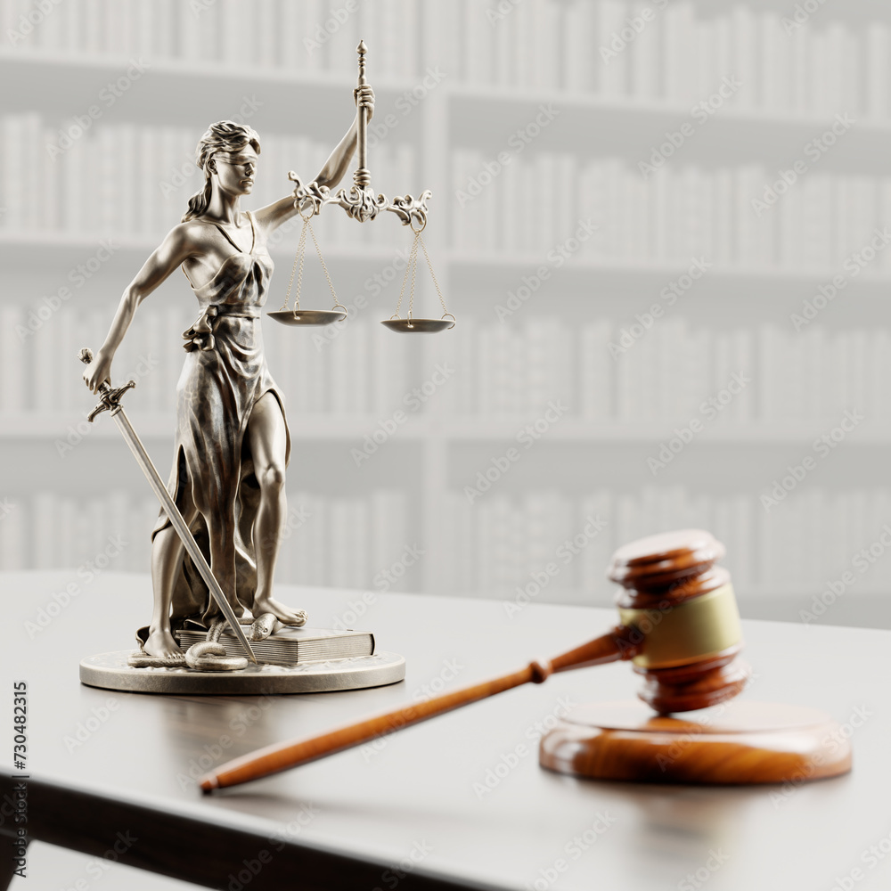 Legal Concept: Themis is the goddess of justice and the judge's gavel hammer as a symbol of law ...