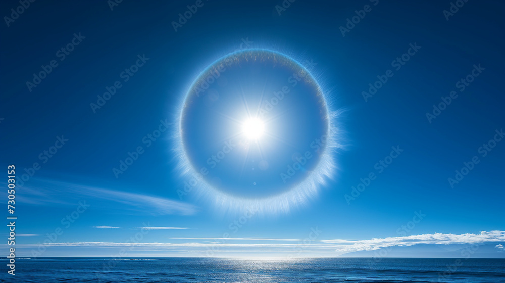 Photo of the natural phenomena Halos and Parelio, showing a circle of ...