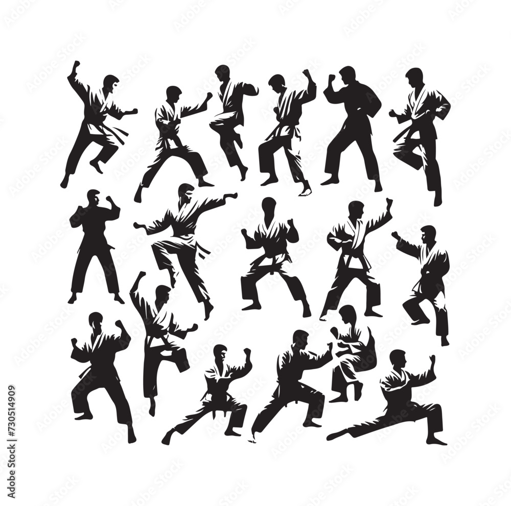 Vector de Stock martial art Vector or karate silhouettes vector ...