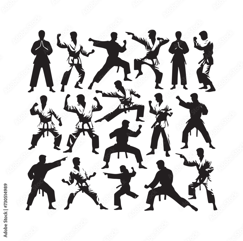 Stock-Vektorgrafik „martial art Vector or karate silhouettes vector ...
