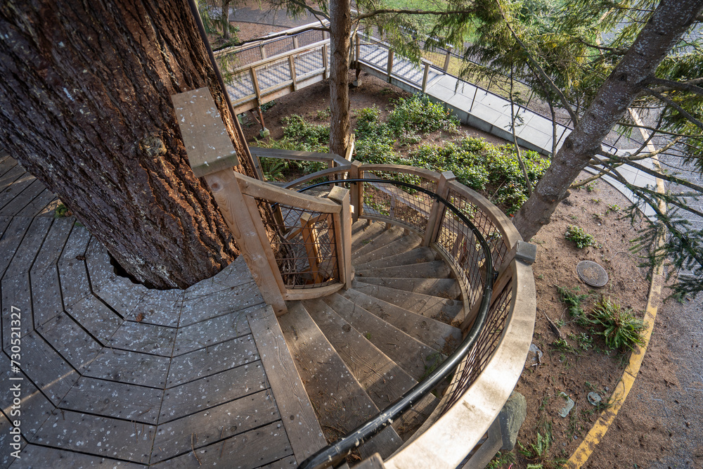Redmond, WA, USA - Jan 14, 2024: High angle view of the spiral stairs ...