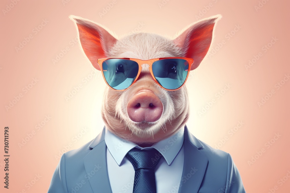 Piggy Bank and Money: A Cartoon Illustration Depicting a Pink Piggy ...