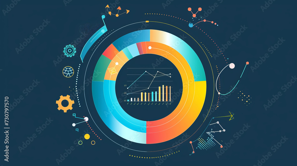 Circle chart with infographics elements. Statistic and accounting ...