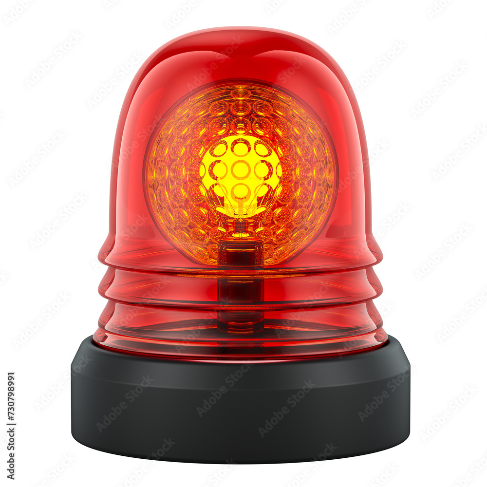 Rotating Red Flashing Beacon. Emergency LED strobe light. 3D rendering ...
