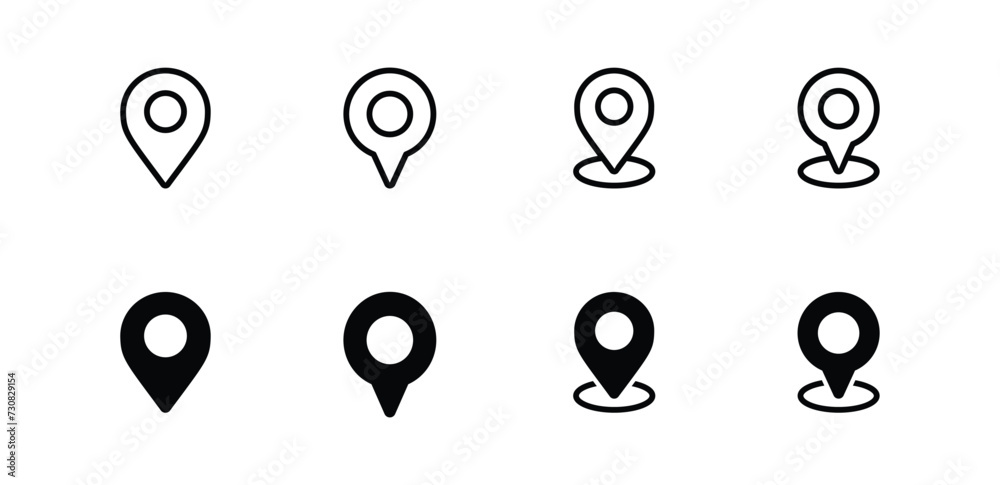 Map pin icon set, pin location icon vector illustration Stock Vector ...