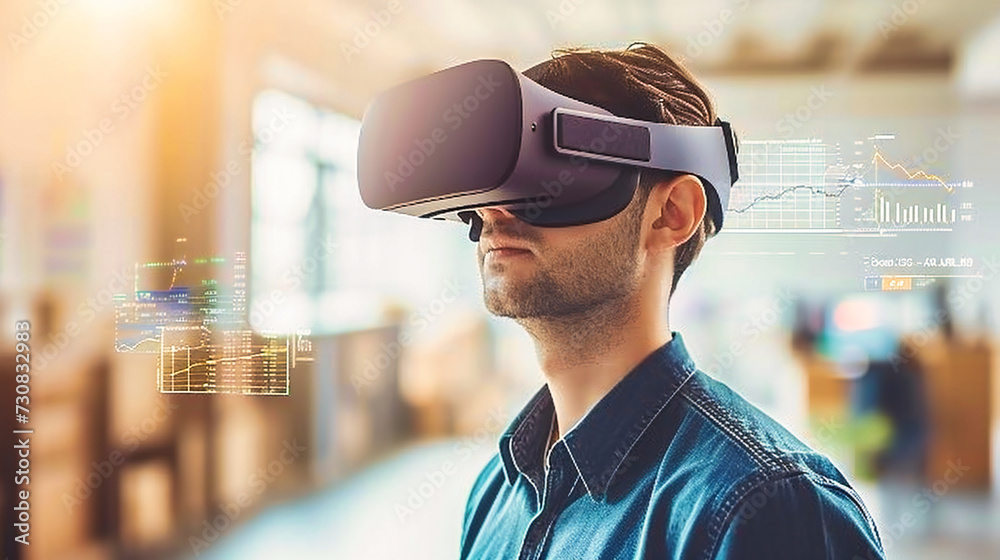 Man experiencing virtual reality, highlighting the immersive world of ...