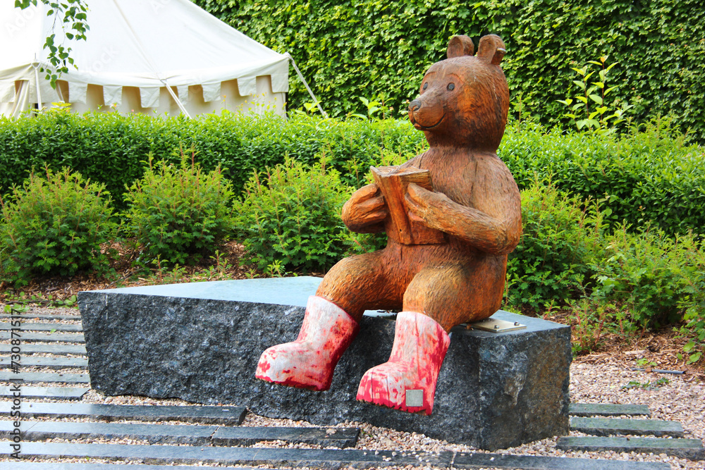 Gera, Germany - May 19, 2023: The Uppo-Nalle Bear, a famous fairytale ...