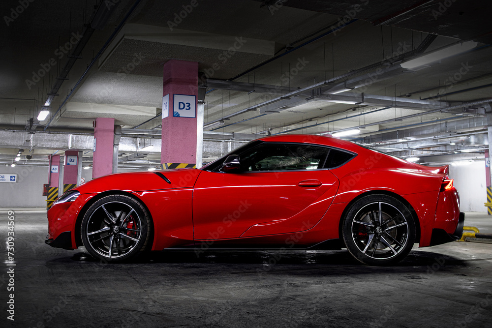 red sports car Toyota Supra - 5th Gen A90 Stock Photo | Adobe Stock
