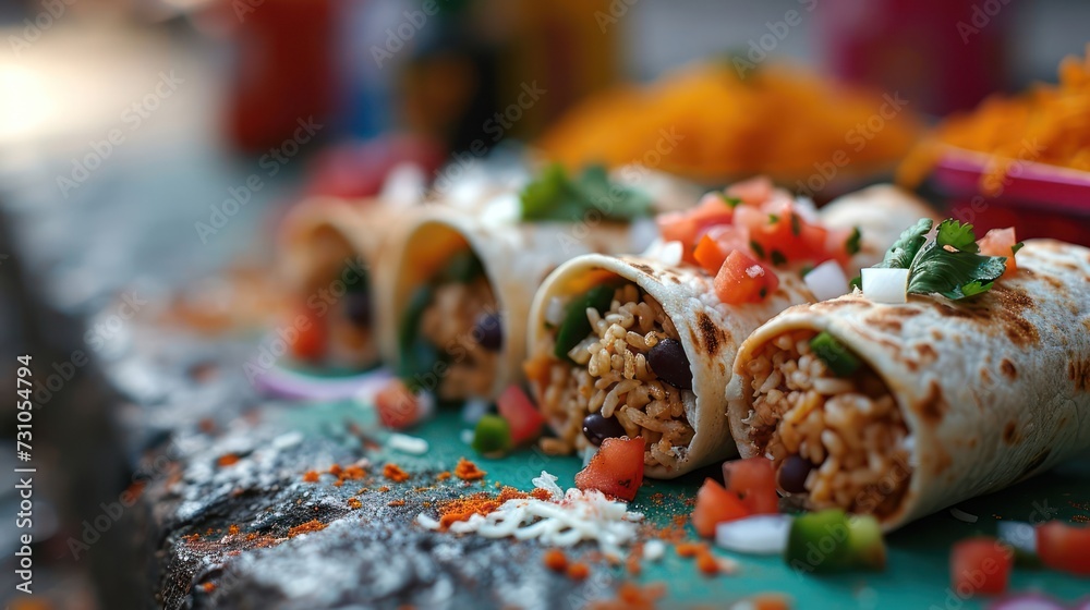 Iconic depiction of miniature burritos, featuring perfectly rolled tiny ...