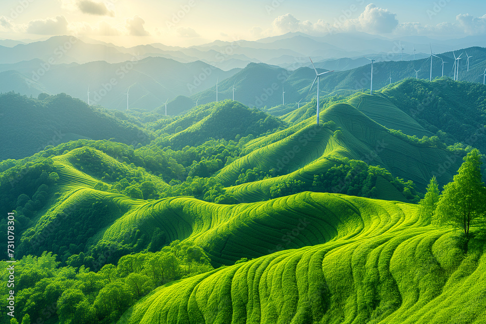 Green World. Background images showing a world without emissions. Green ...