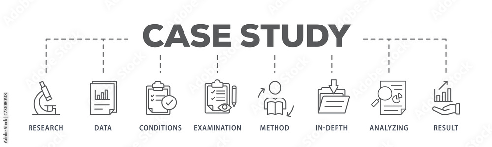 Case study banner web icon illustration concept with icon of research ...