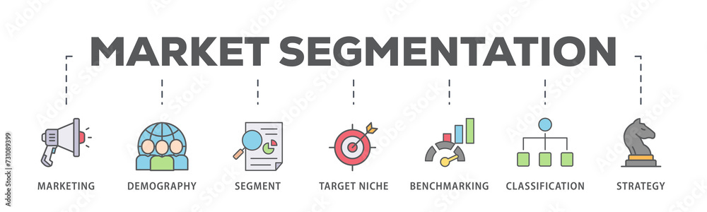 Market segmentation banner web icon illustration concept with icon of ...
