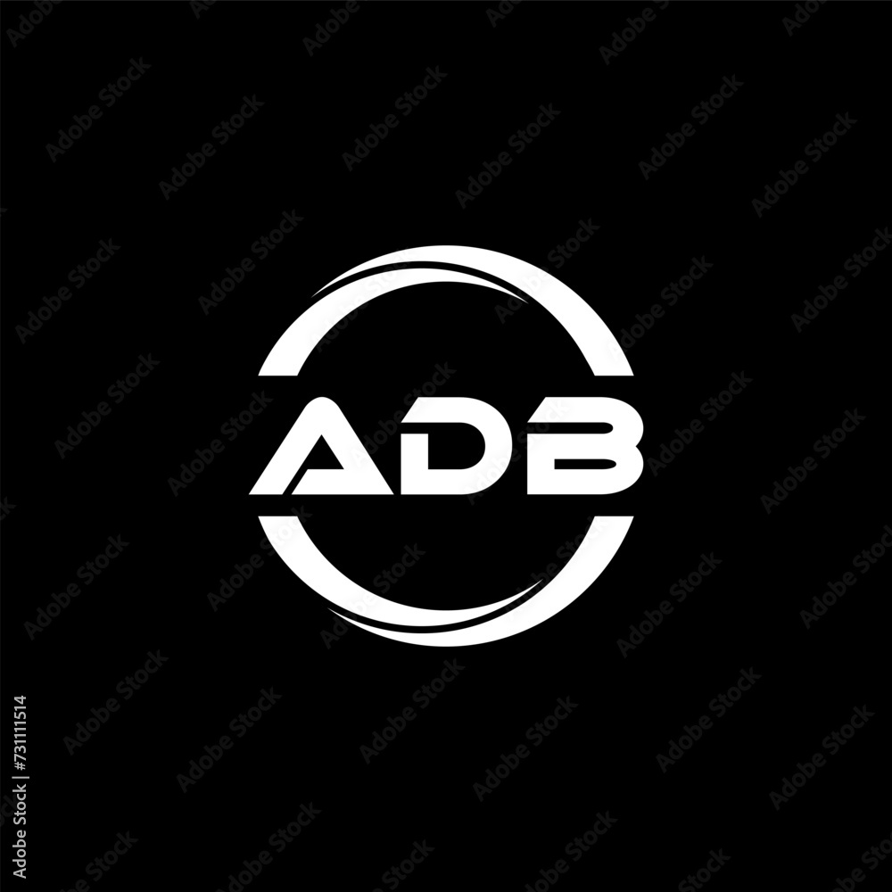 ADB letter logo design with black background in illustrator, cube logo ...