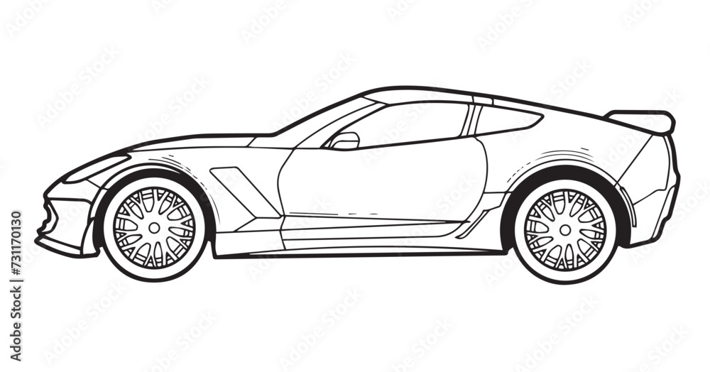 Sports car outline side view Stock Vector | Adobe Stock
