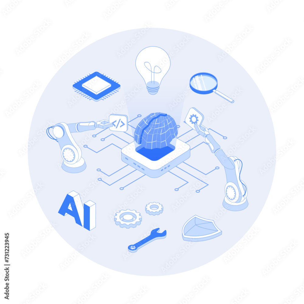 Artificial Intelligence AI, Digital brain, Artificial thinking process ...