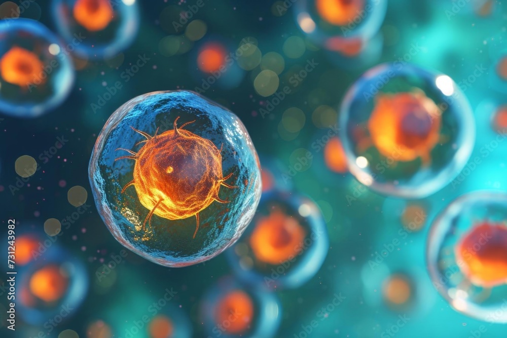 Illustration of cellular therapy and regeneration Depicting a ...