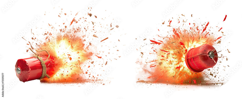 Set of dynamite explosion isolated on transparent background. Stock ...