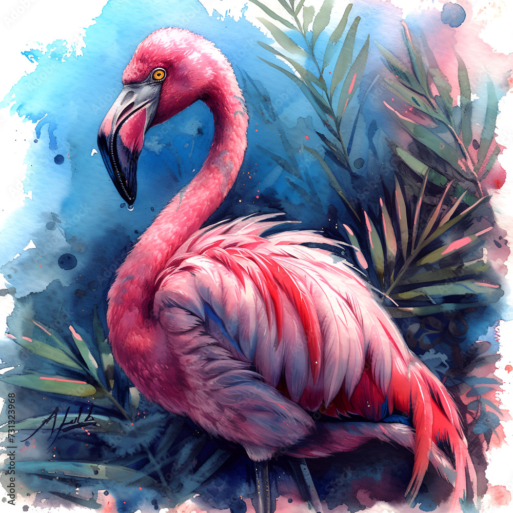 Tropical Flamingo Clipart, Flamingo Watercolor, Animal Clipart, Cute ...