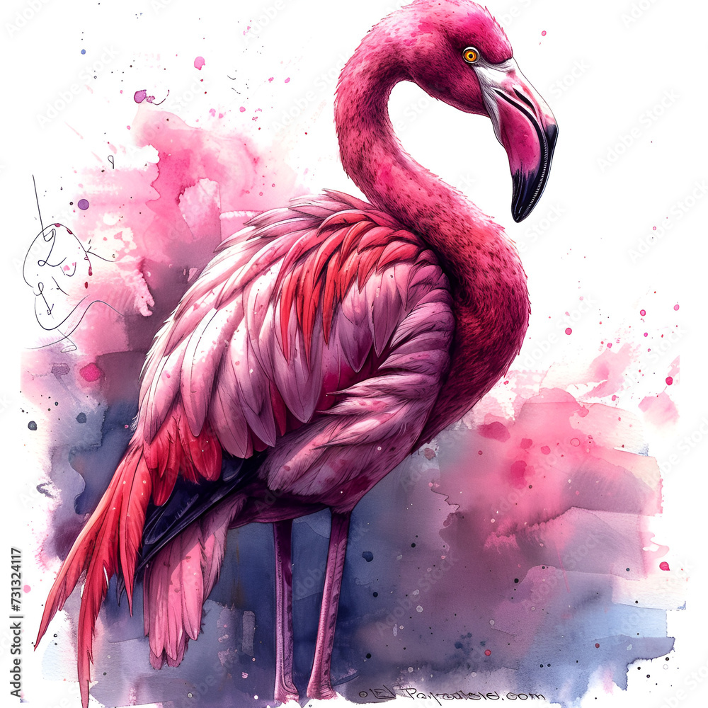 Tropical Flamingo Clipart, Flamingo Watercolor, Animal Clipart, Cute ...